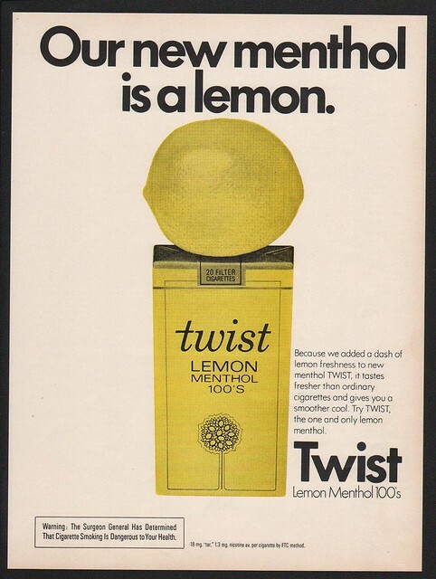 1973 TWIST LEMON MENTHOL CIGARETTES 100'S VINTAGE AD | eBay