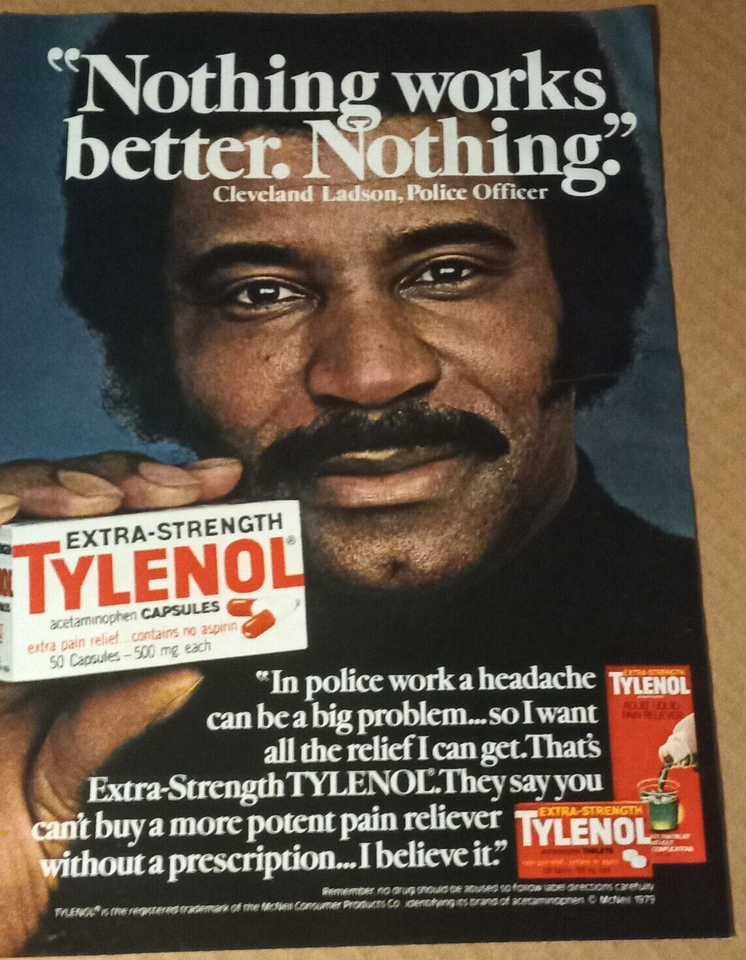1980 print ad - Tylenol CLEVELAND LADSON police officer McNeil drugs ...