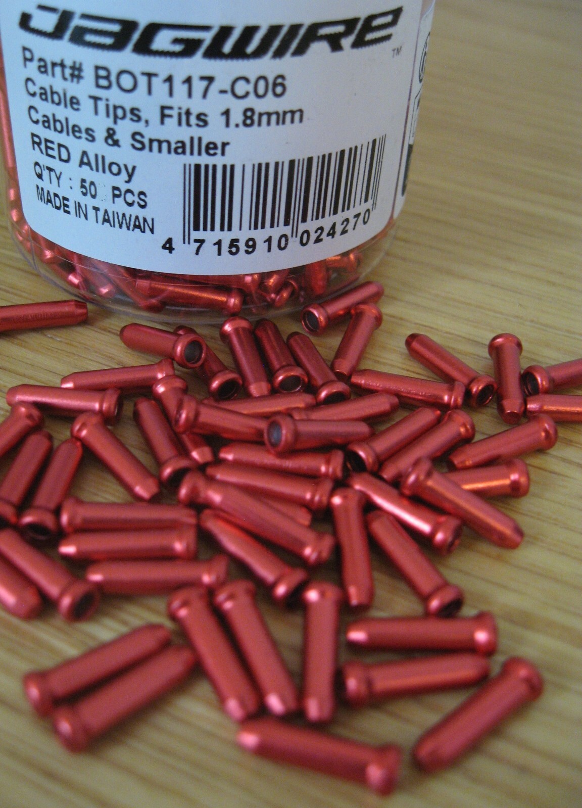 25 X Jagwire Red Alloy End Crimps for Cycle Brake/gear Cable for sale ...