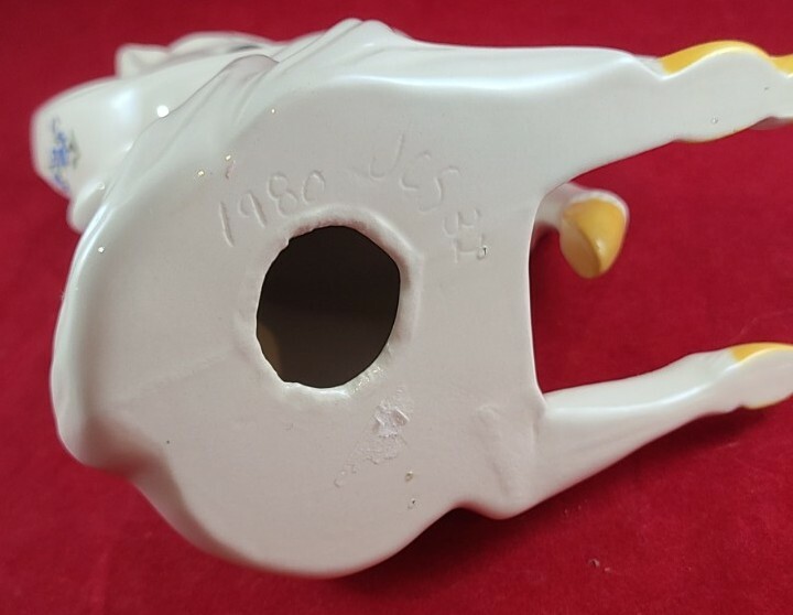 1980 Hand Crafted Ceramic Mystical Unicorn w/ Blue Flowers Signed Dated ...