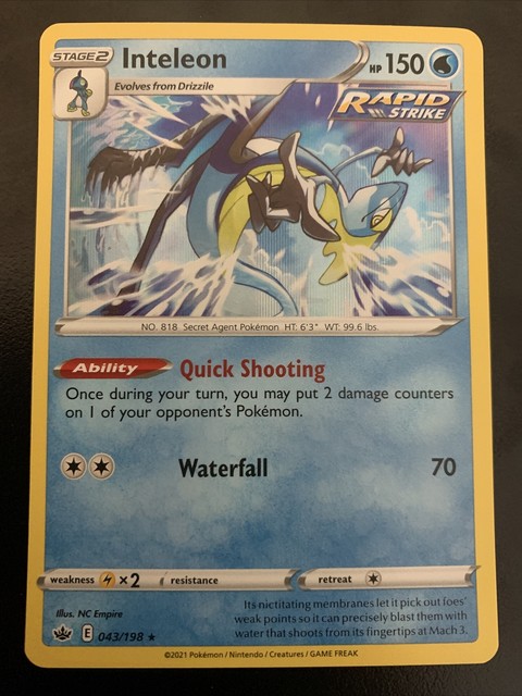 Pokémon TCG Inteleon Chilling Reign 043/198 Holo Holo Rare for sale ...
