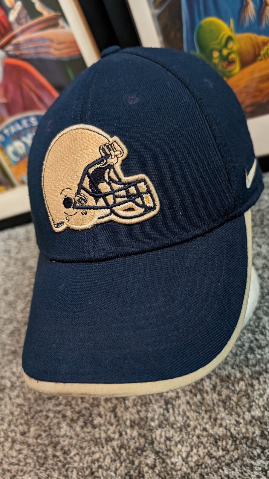 Nike Legacy 91 Dri Fit Hat Cap Blue Notre Dame Football Logo Moisture ...