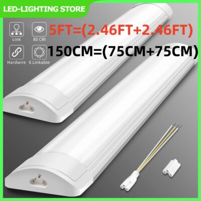 5FT LED Batten Light 6500K Daylight Tube Light Slim Fitting Garage Lamp ...
