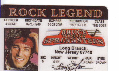 Bruce Springsteen ROCK LEGEND Long Branch NJ Born in the USA Drivers ...