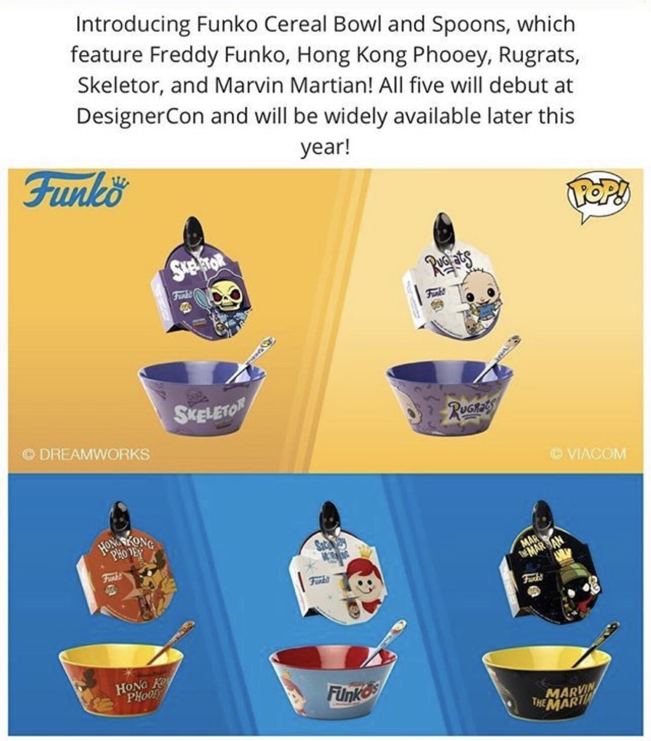 Funko Pop Cereal Bowl & Spoon Looney Tunes Marvin Martian Rugrats Tommy ...