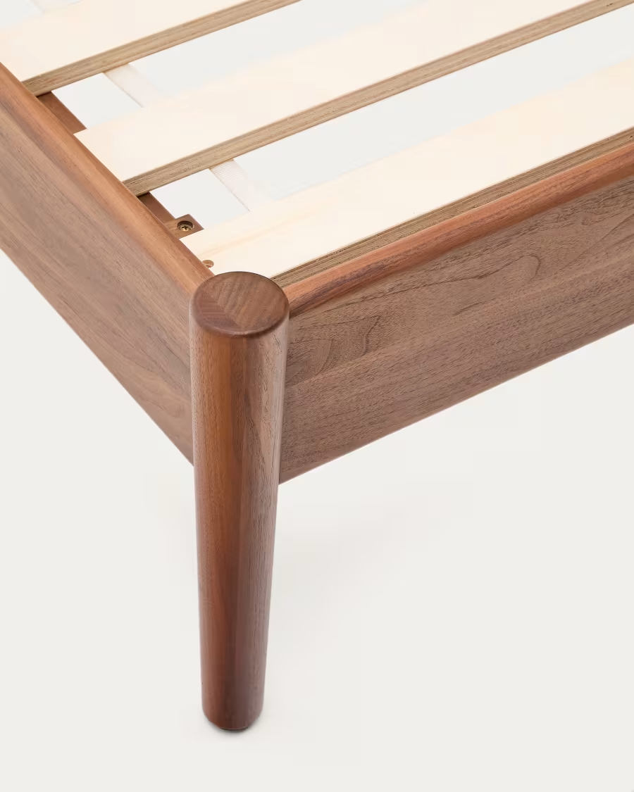 Kave Home Elan bed in veneer and solid walnut wood with cord mattress ...