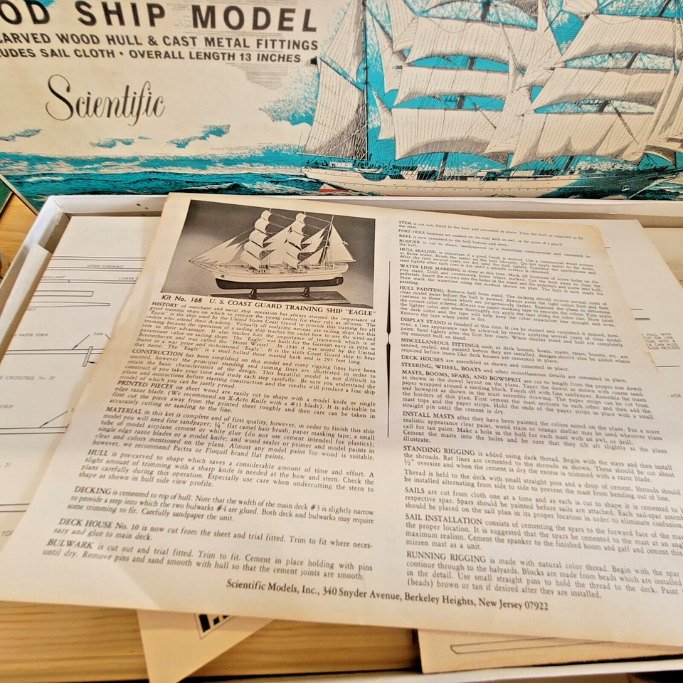 EAGLE -U.S. COAST GUARD TRAINING WOOD MODEL SHIP PRE-CARVED HULL,CLOTH ...