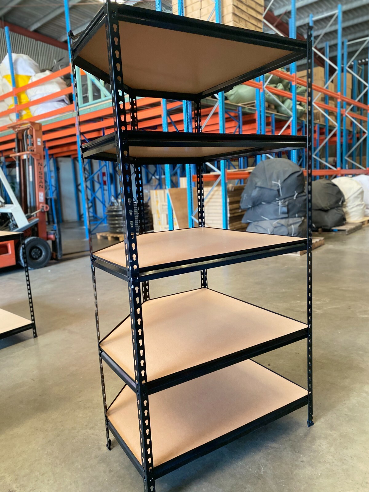 Brand New Garage storage Corner Unit Shelf 5 Tier MDF Black Shelving ...