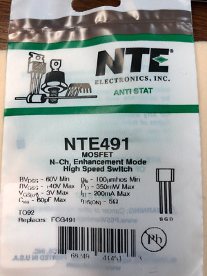 5 ea NTE491 - MOSFET N-Ch, Enhancement Mode High Speed Switch | eBay