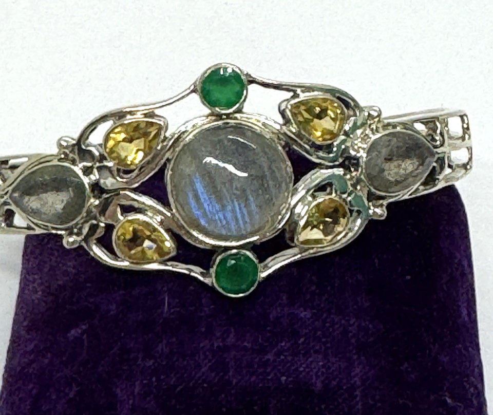Nicky Butler Sterling Silver Cuff Bracelet Moonstone + Citrine & Green ...