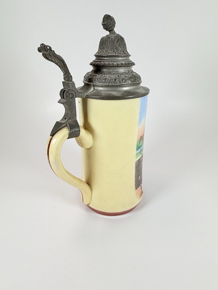 Antique German Porcelain Stein - ½L - Bavarian & Lithophane Scene ...