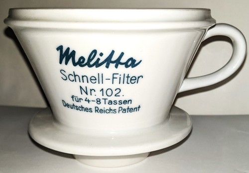 Melitta Schnellfilter Nr. 102 für 4-8 Tassen Deutsche Reichs Patent 8 ...
