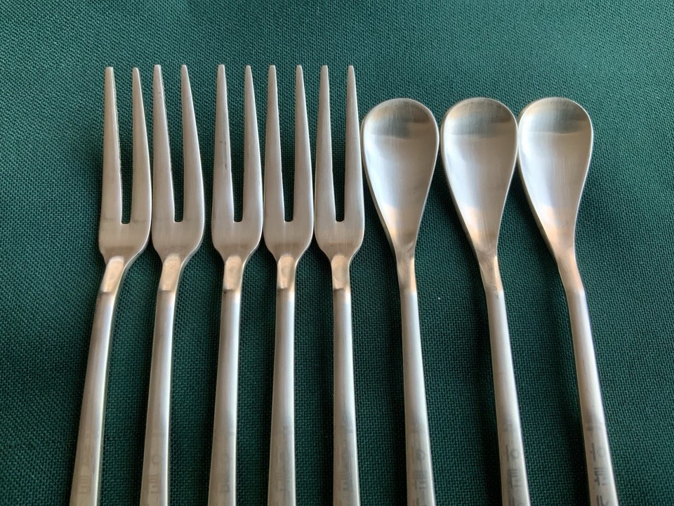 8 Japanese Cocktail Forks & Spoons Gold 18-10 Stainless Steel Japanese ...