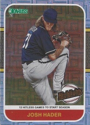 2021 Panini Donruss #HI10 Josh Hader Silver Rapture Highlights ...
