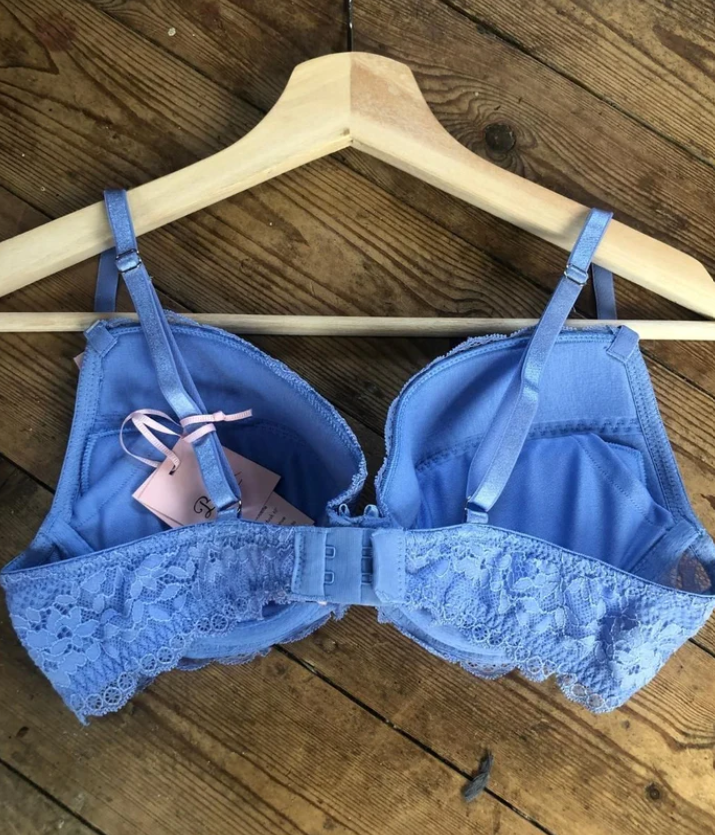 Ex Boux Avenue Plunge Bra Blue Mollie Lace Padded Push Up Bra 30B 30C ...