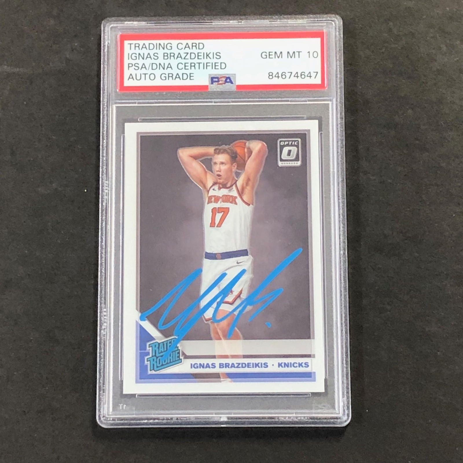 2019-20 Optic Rated Rookie #173 Ignas Brazdeikis Signed AUTO 10 PSA ...
