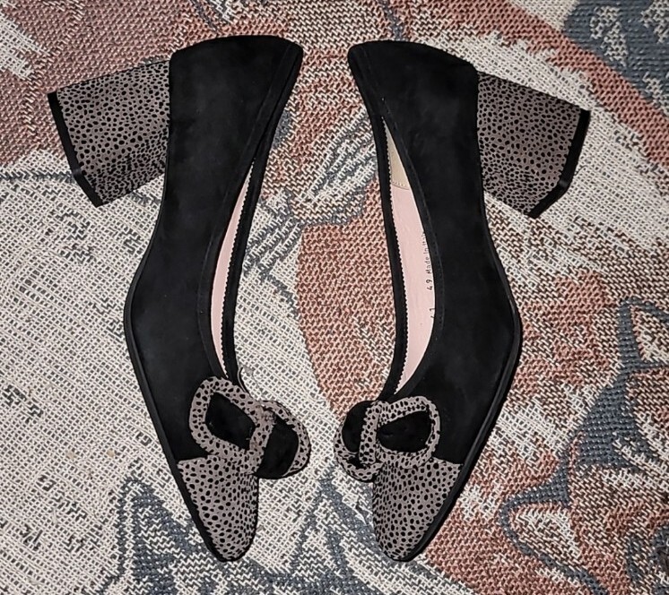 Ferca 81 Pumps Suede Leather Women's 9.5 Color Block Black & Animal ...