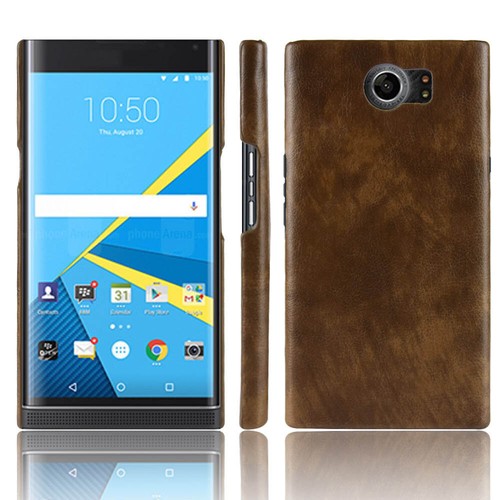 For Blackberry Priv Brown Retro Leather Fabric Coated hard case back ...
