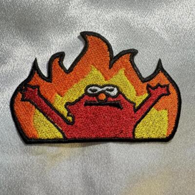 Elmo Rise Fire Meme Iron On Embroidery Patch Funny Sesame Street Hat ...