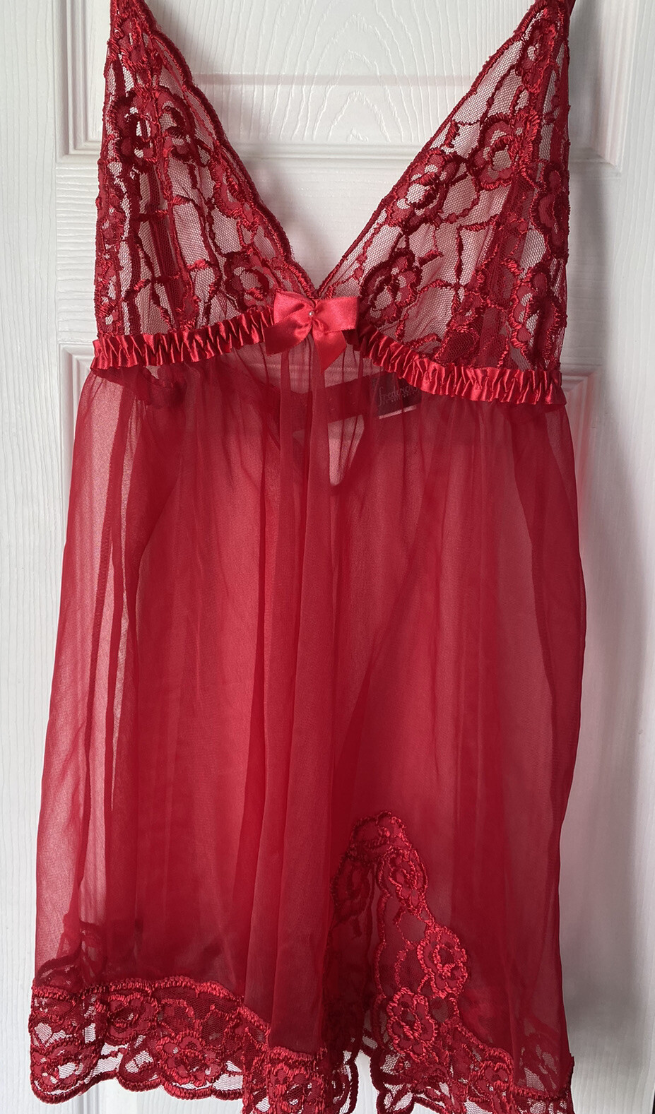 Fredrick's of Hollywood Red Sheer Baby Doll Teddy Sz… - Gem