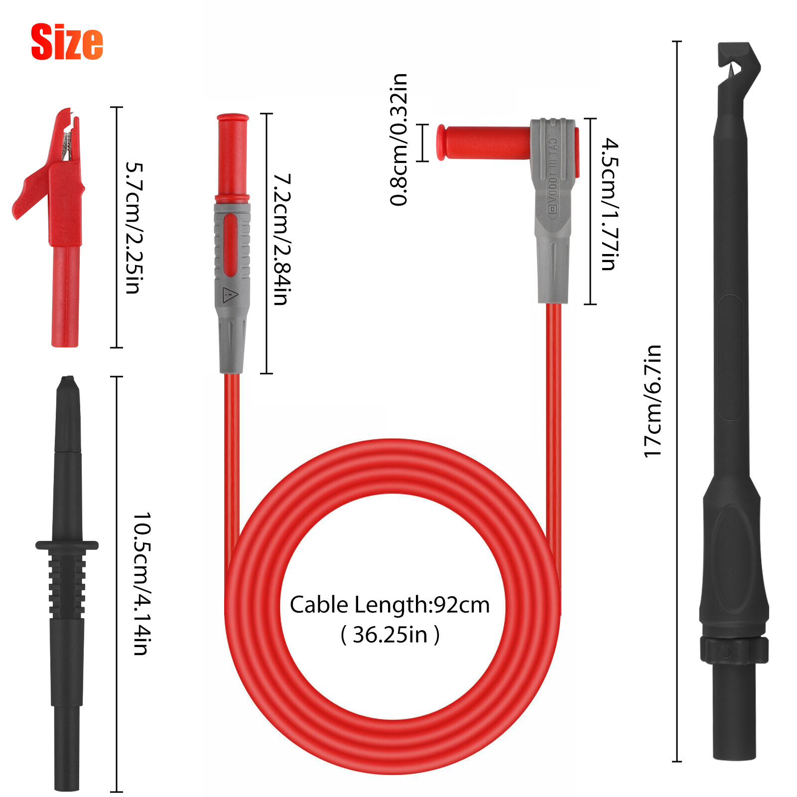 8in1 Multimeter Automotive Test Leads Kit 4mm Wire Piercing Clip Test ...