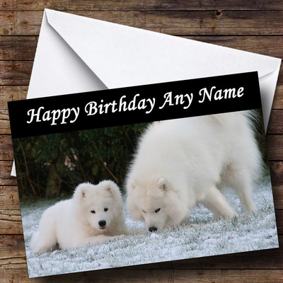 Two Samoyed Dogs Personalised Birthday Greetings Card | eBay