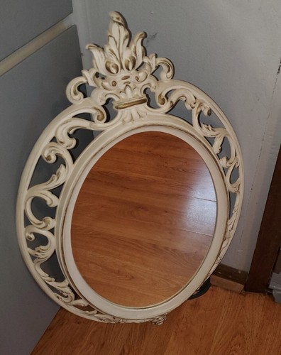 SYROCO INC. VTG 1958 MCM Highly Ornate Cream/Gold Oval Wall MIRROR! | eBay