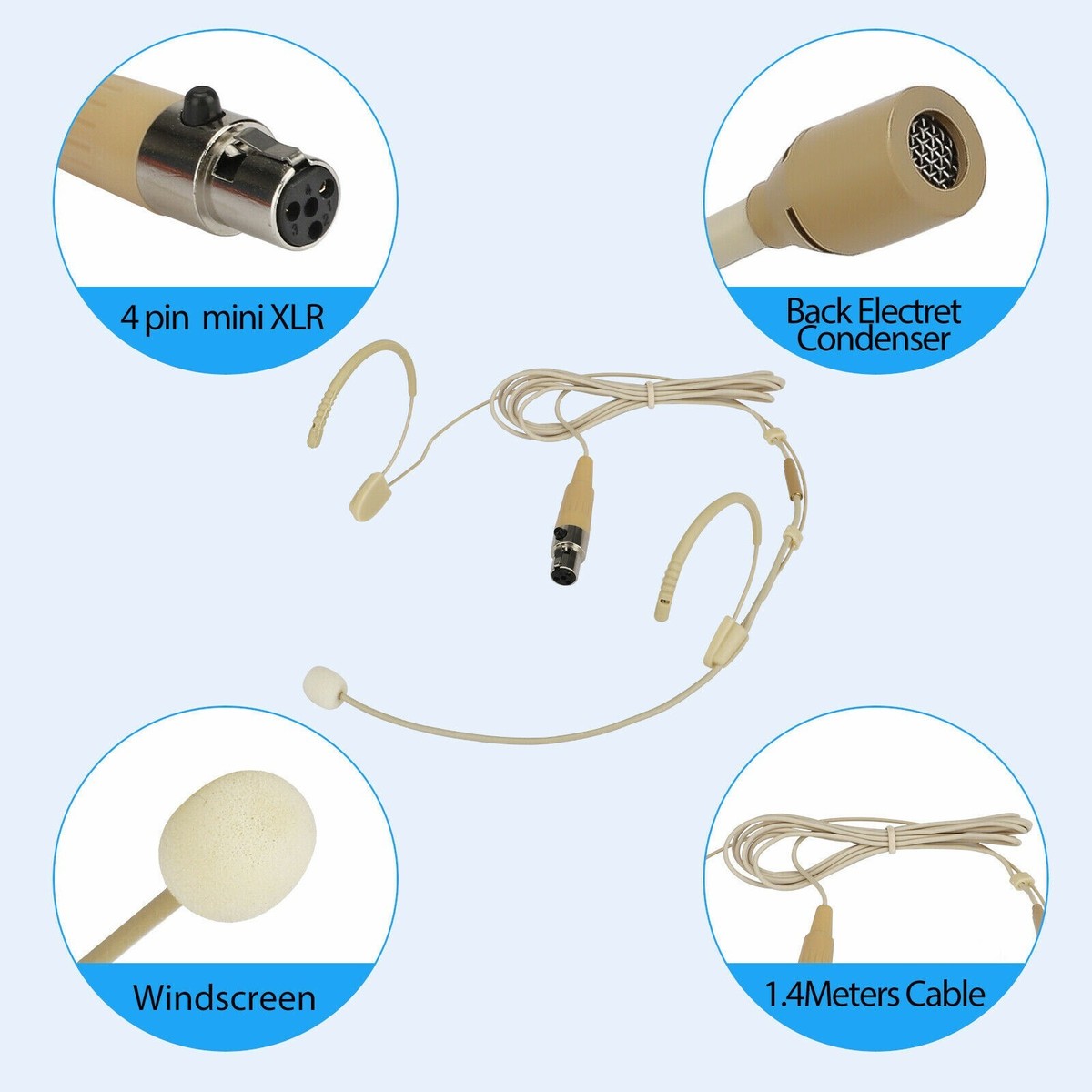 Omni-directional Headworn Microphone Microdot 4015 Headset Mic - Mini ...
