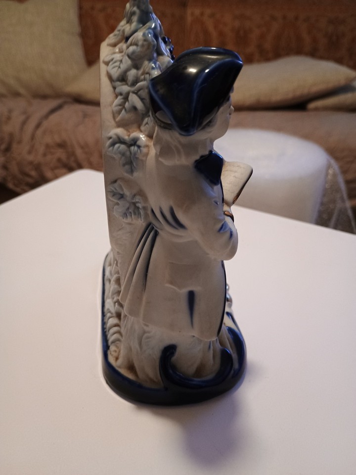 Vintage flat back pottery clock. Blue and white. | eBay UK