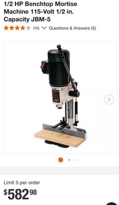 Jet 1/2 HP Benchtop Mortise Machine 115-Volt 1/2 in. Capacity JBM-5 | eBay