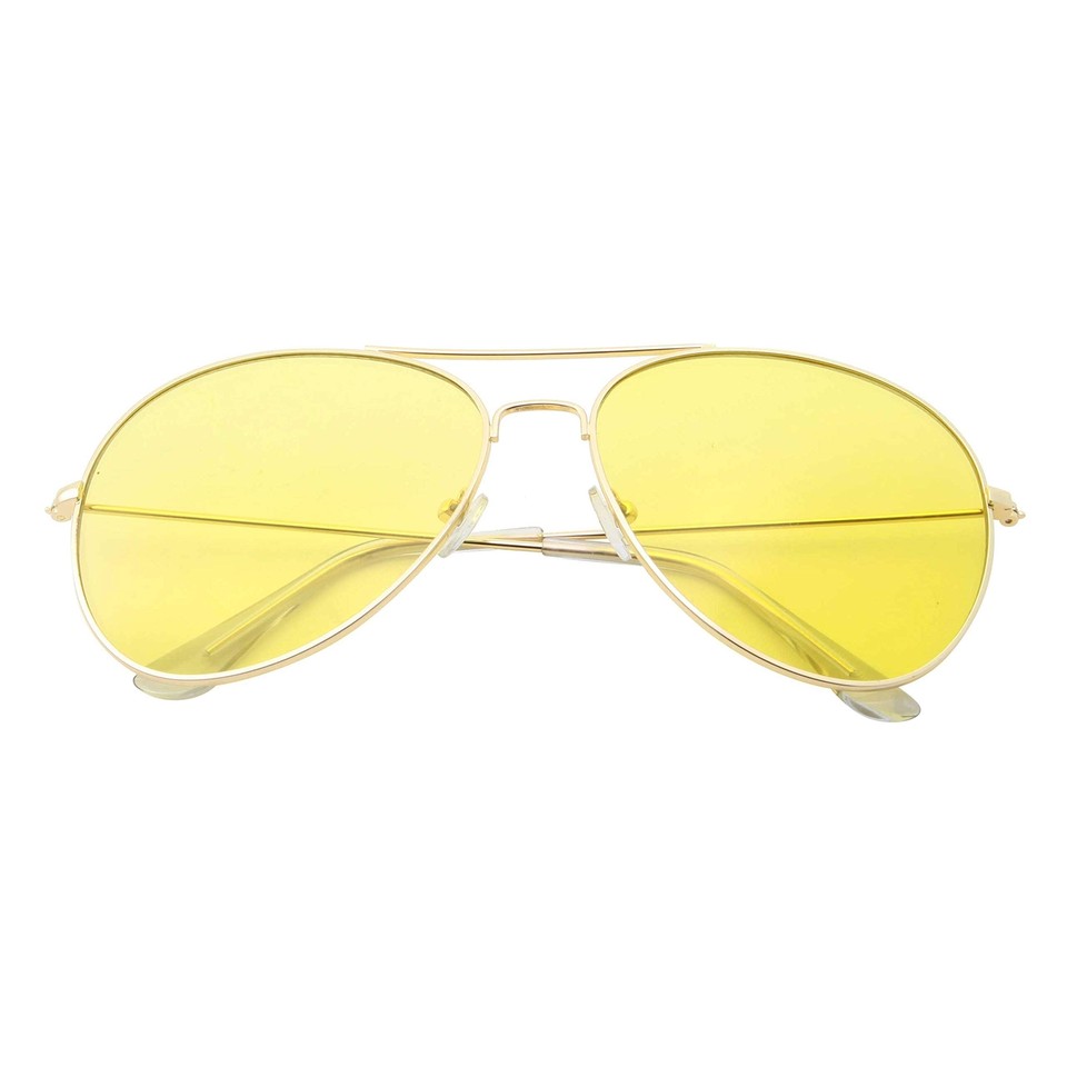 Mens Large Aviator Yellow Lens Sunglasses - Colored Tint Lens Driving ...