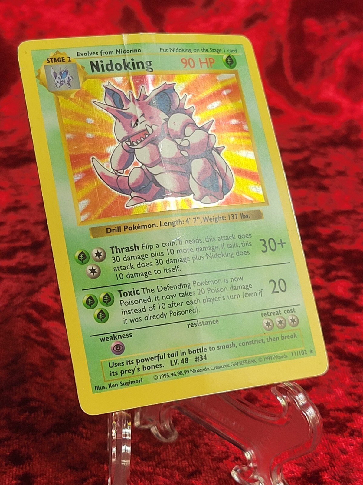 Shadowless Nidoking 11/102 - Pokemon Base Set Holo Rare - 1999 Vintage ...