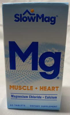 Slow-Mag Mg Muscle + Heart Magnesium Chloride & Calcium 60 Tablets Exp ...