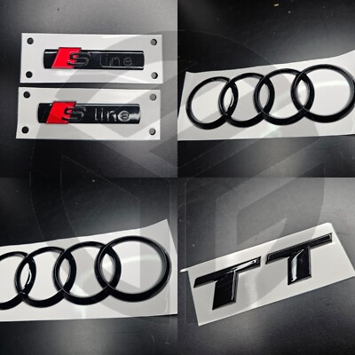 Audi TT MK3 15-23 OEM Gloss Black Badges BONNET/BOOT/FENDER FULL SET 2 ...