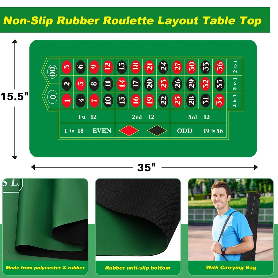 Lunmon Roulette Wheel Game Set Include 11'' Solid Wood Roulette Wheel ...