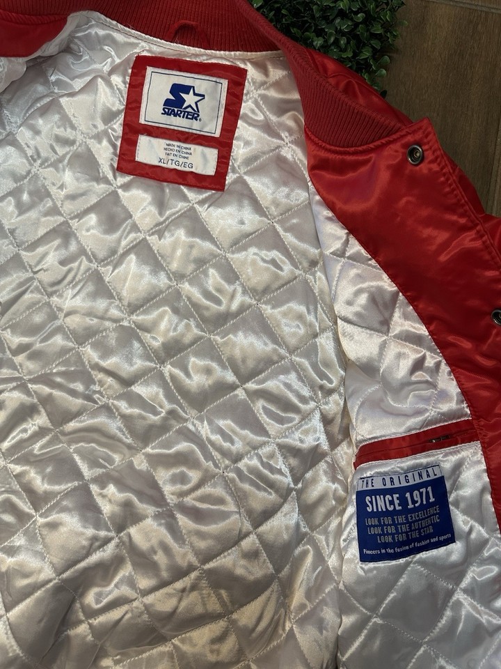 STARTER Houston Rockets Satin Bomber Varsity NBA Jacket Mens XL Red ...