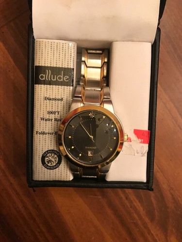 Allude Watch Men Gold & SILVERTONE Tone Brown Diamond Accent Round 38MM ...