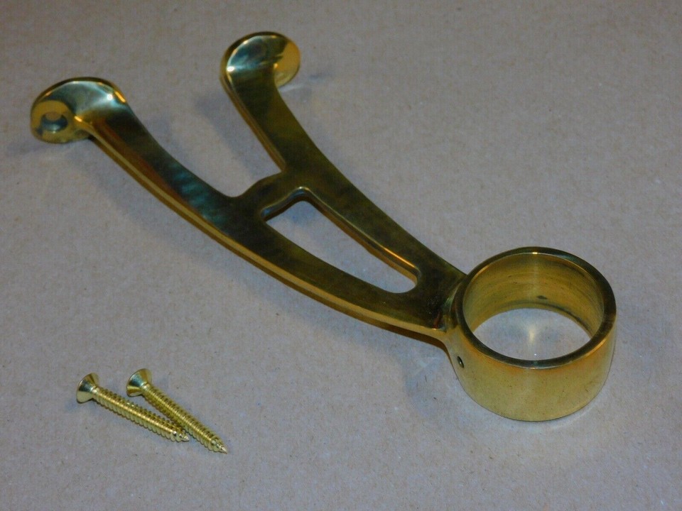 Bar Tavern Rail Curved Bracket Solid Brass for 1 1/2" Round Bar Rail ...