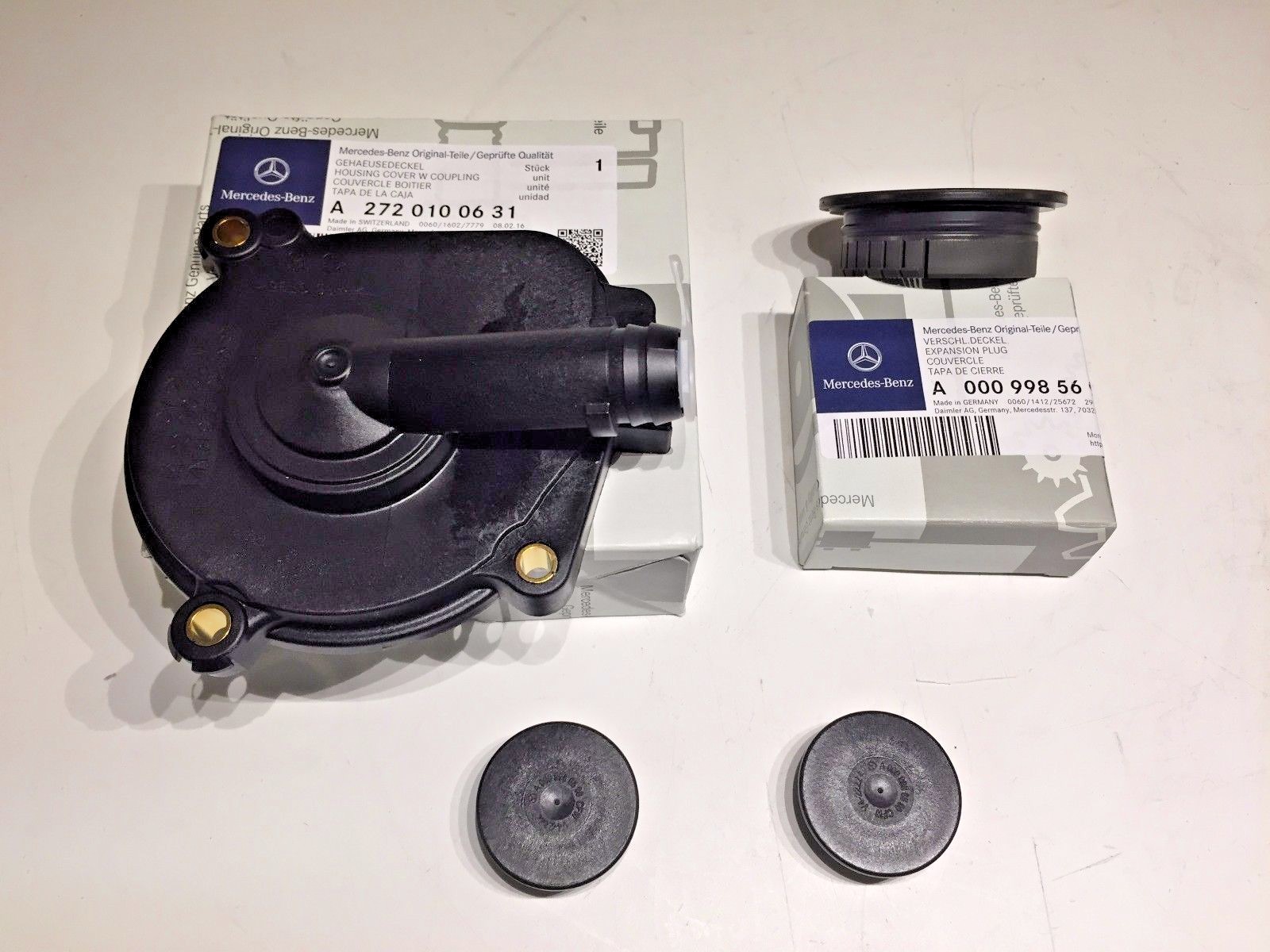 Mercedes-Benz Engine Oil Separator Kit Cover w/Seal + Camshaft Cap Set ...