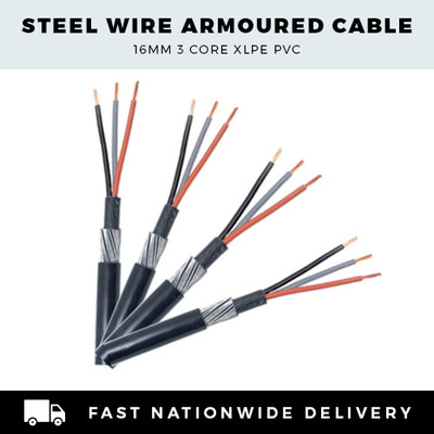 16mm 3 Core Armoured SWA Cable Steel Wire Armour 6943X Direct Burial ...
