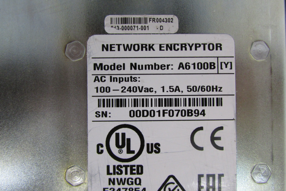 Senetas SAFENET CN6100 10 GBPS RACK MOUNTABLE ETHERNET ENCRYPTOR A6100B ...