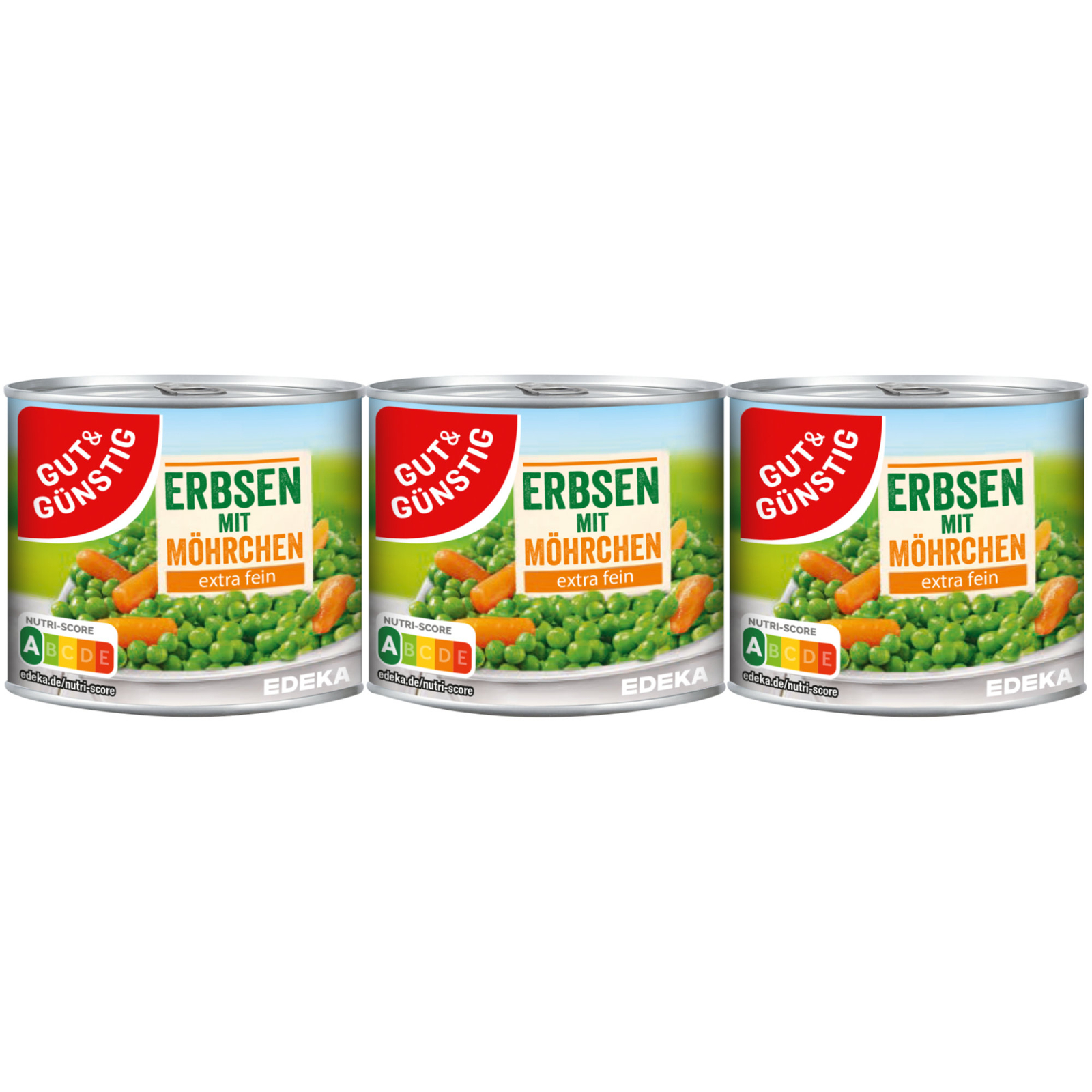 Gut&Günstig Junge Erbsen mit Möhrchen extra fein 3er Pack 9x200g Dose ...