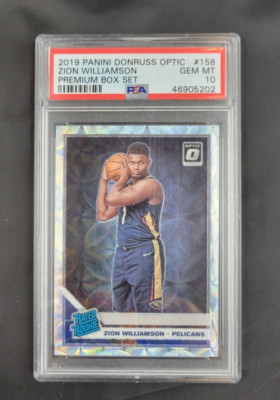2019 Optic Premium Box Set Zion Williamson #158 Rated Rookie RC PSA 10 ...