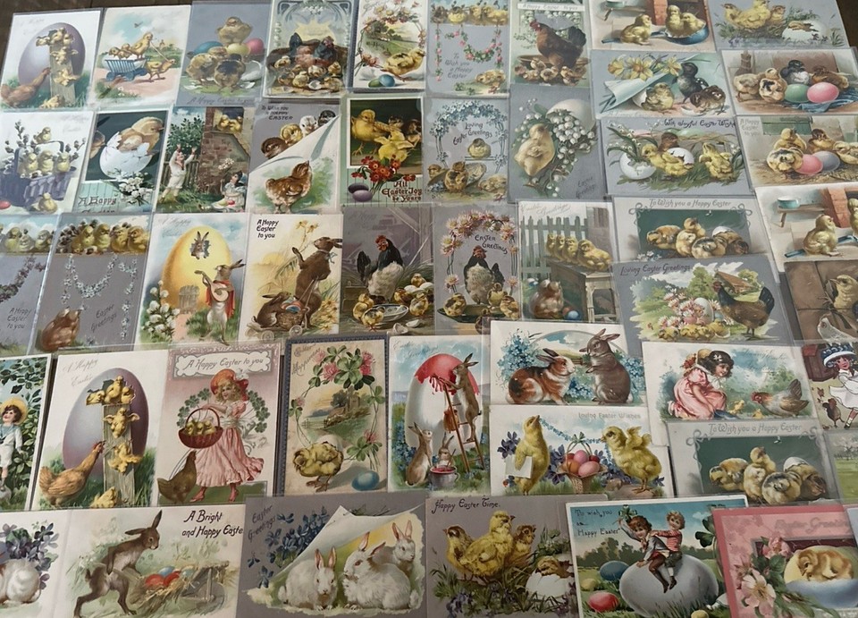 Huge Lot of 50~Vintage Tuck Easter Postcards with Chicks~Rabbits ...