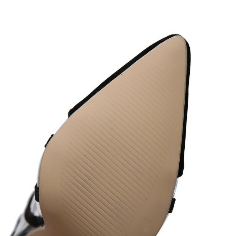 Women's Pointy Toe Hollow Out High Heels Evening Transparent PVC ...