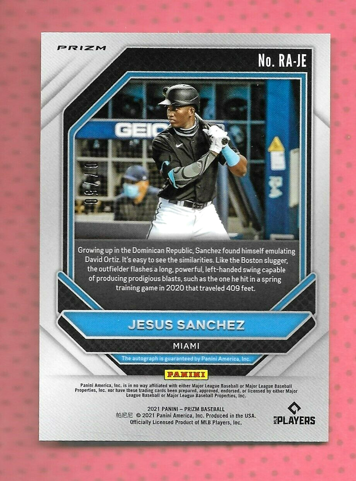 JESUS SANCHEZ 2019 PANINI PRIZM PINK SP ROOKIE RC AUTOGRAPH AUTO MLB ...