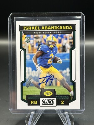 2023 PANINI SCORE ISRAEL ABANIKANDA ROOKIE AUTO NEW YORK JETS #326 | eBay