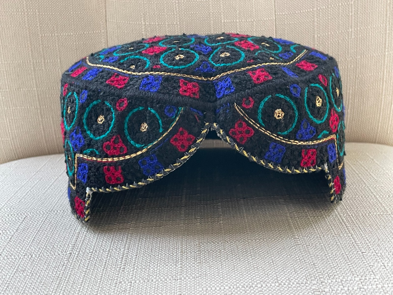 Handmade Sindhi Hat Multi Color Embroidery Cap Topi Hat Front Cut ...