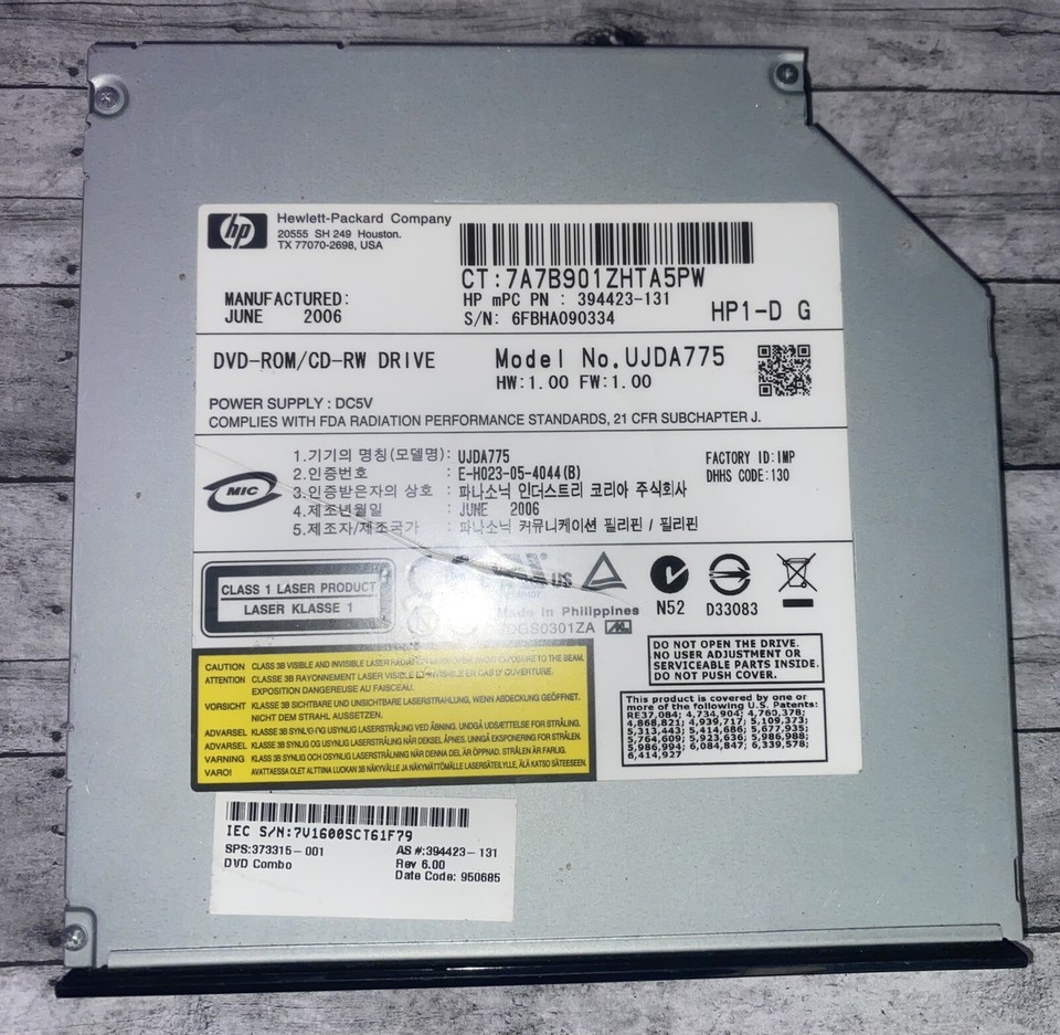 HP Hewlett Packard DVD-ROM/CD-RW Disc Drive Model UJDA775 DC5V Power ...