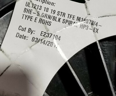 Harbour Industries #18awg UL-1213 HP3 PTFE Wire M16878/4-18-50 Green ...